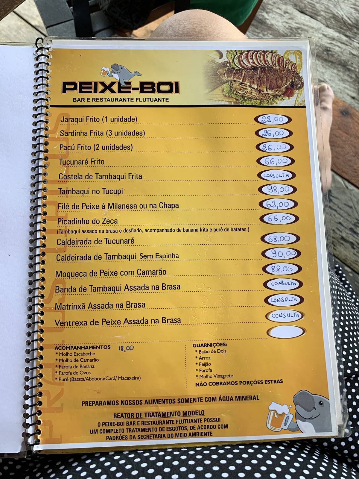 Menu em Restaurante Flutuante Peixe Boi, Manaus