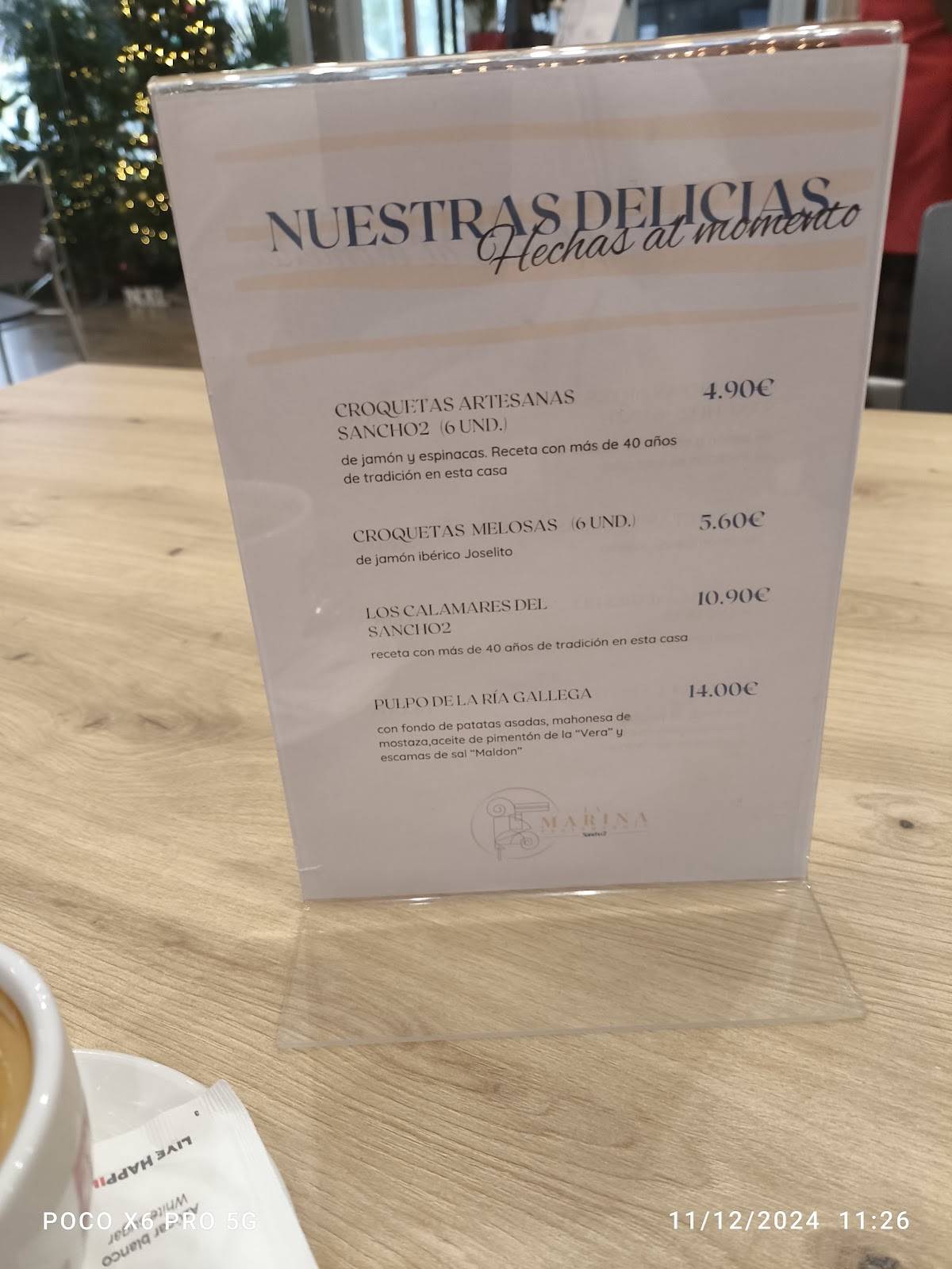 Carta de Restaurante La Marina Sancho2, Zamora