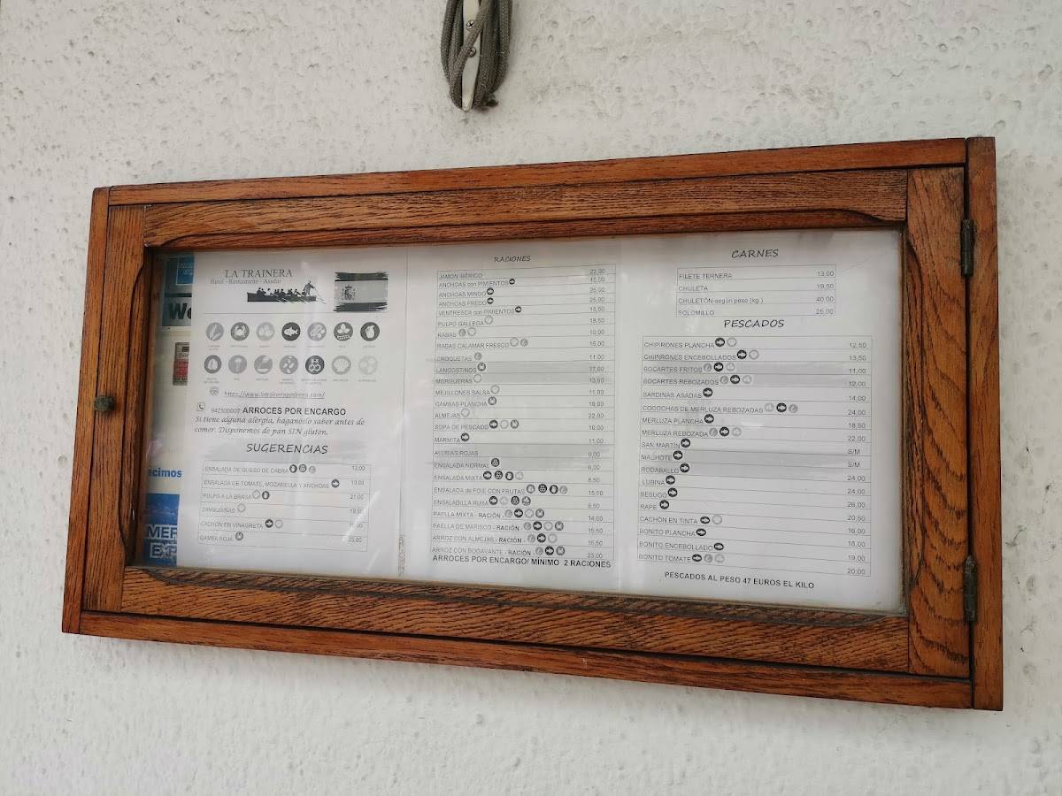 Carta de Restaurante La Trainera, Pedreña