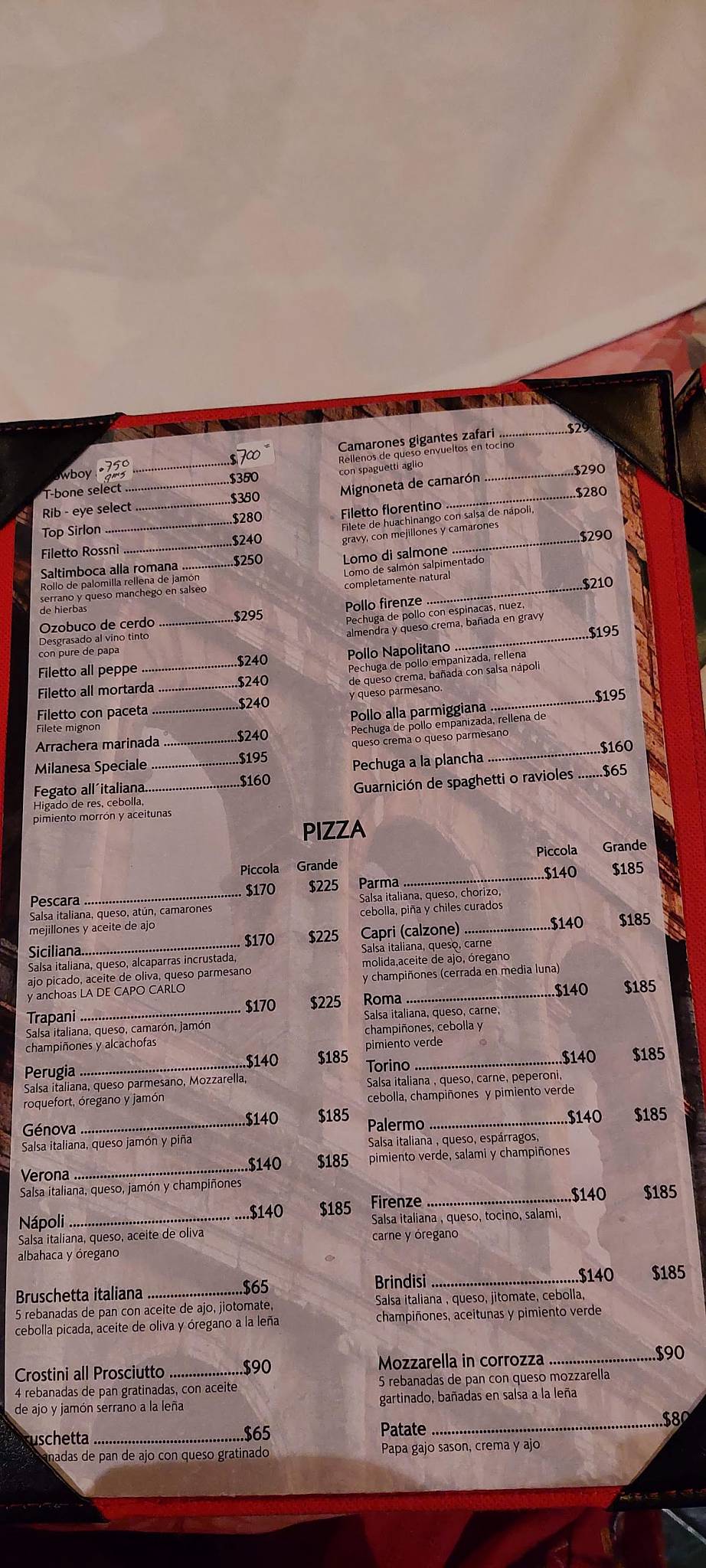 Carta de Restaurante Porta di Roma, Toluca de Lerdo, Calle Nicolás ...