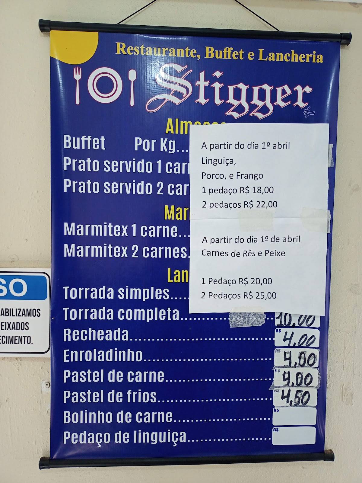 Menu em Restaurante Stigger, Pelotas