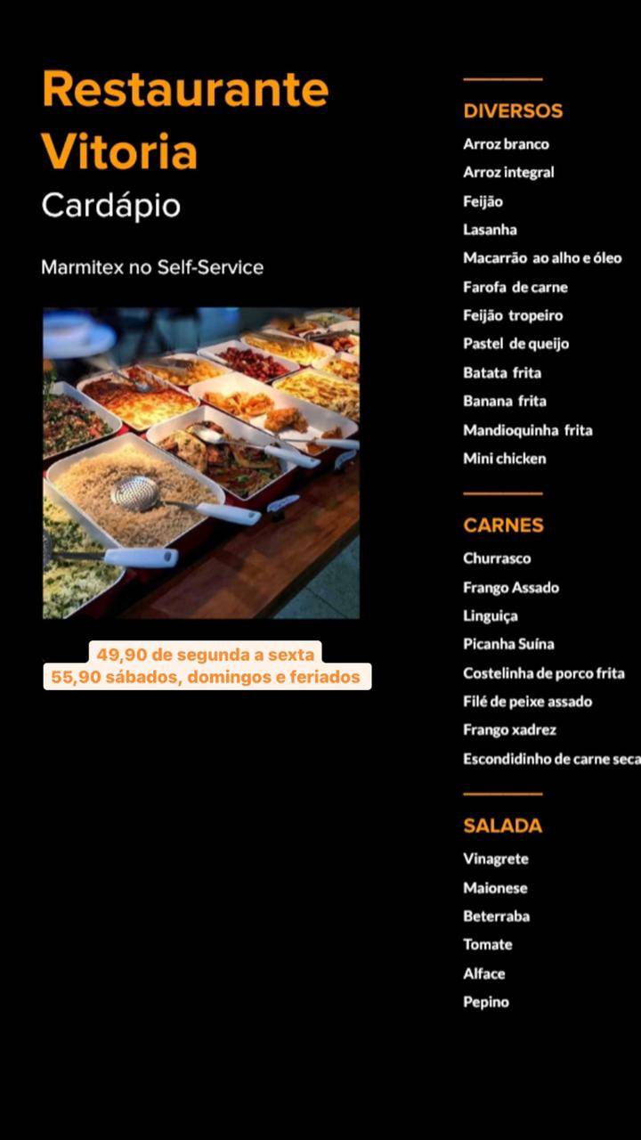 Menu em Restaurante Vitória, Brasília, Feira do Produtor - Lojas 7/8 ...