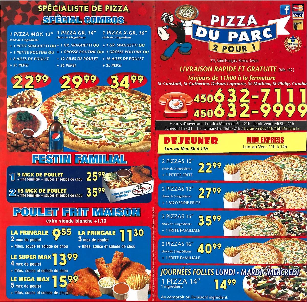 Carta del restaurante Resto Du Parc, Delson