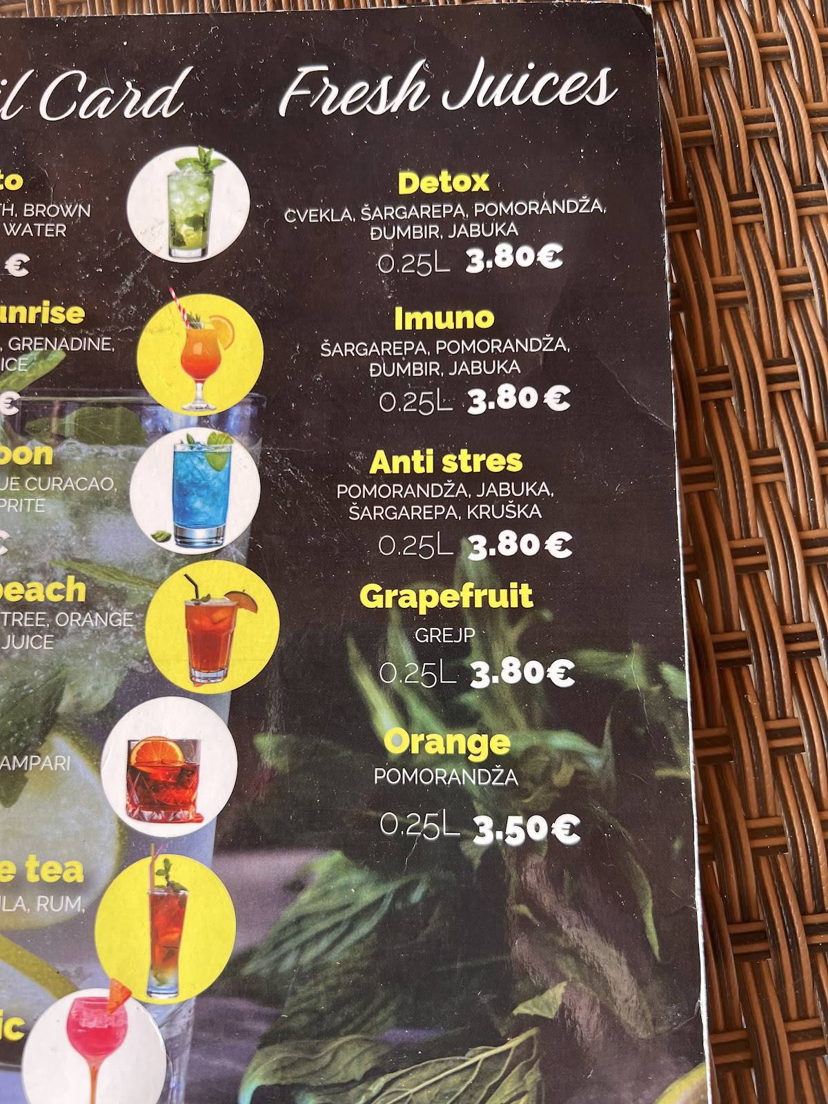 Menu at Restoran DEUS restaurant, Dobra Voda