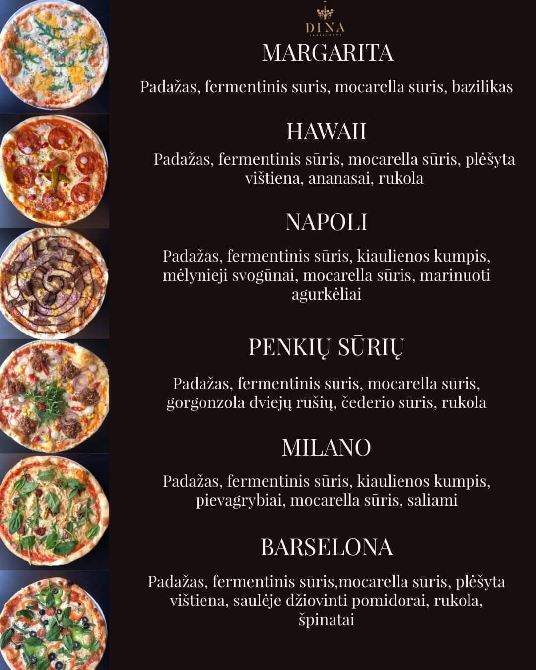 Menu au Restoranas Dina restaurant, Neveronys