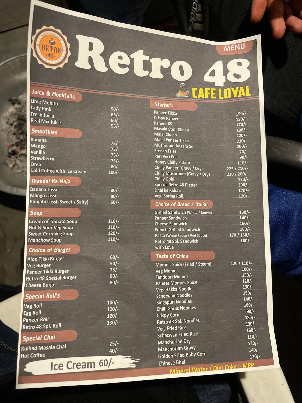 Menu at Retro 48 Cafe, Gurugram