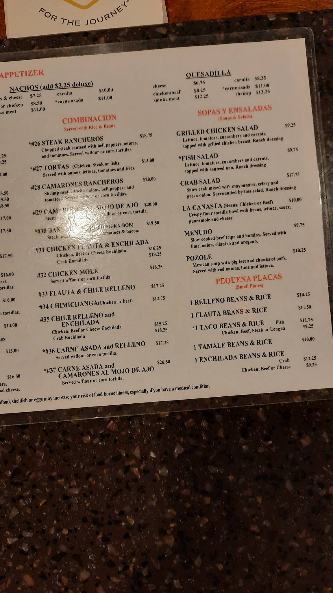 Menu at Reuben's Mexican Food restaurant, Hilo