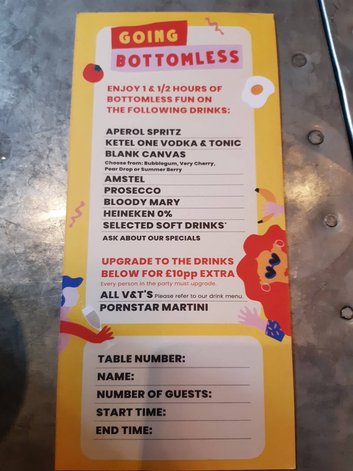 Menu at Revolution Leeds - Electric Press pub & bar, Leeds, 41 Cookridge St