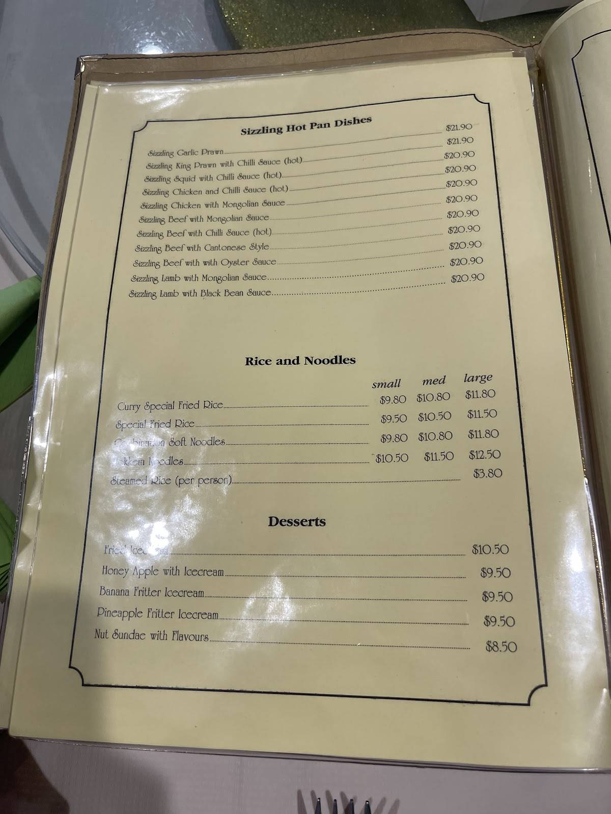 Menu at Richmond Chinese Restaurant, Marleston