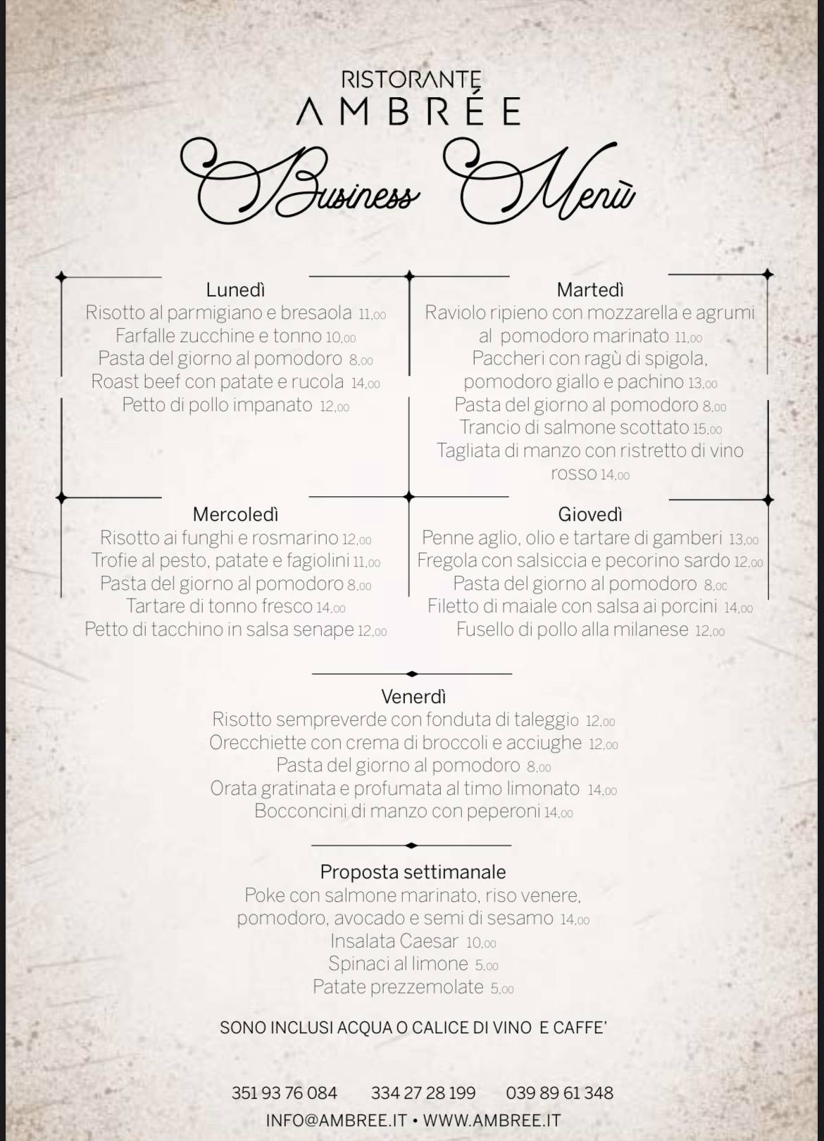 Menu at Ristorante Ambrée, Agrate Brianza