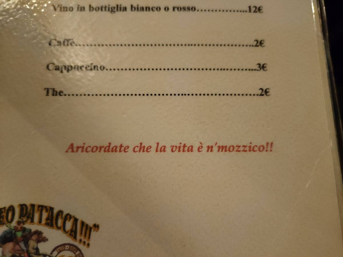Menu at Ristorante Da Meo Patacca, Rome