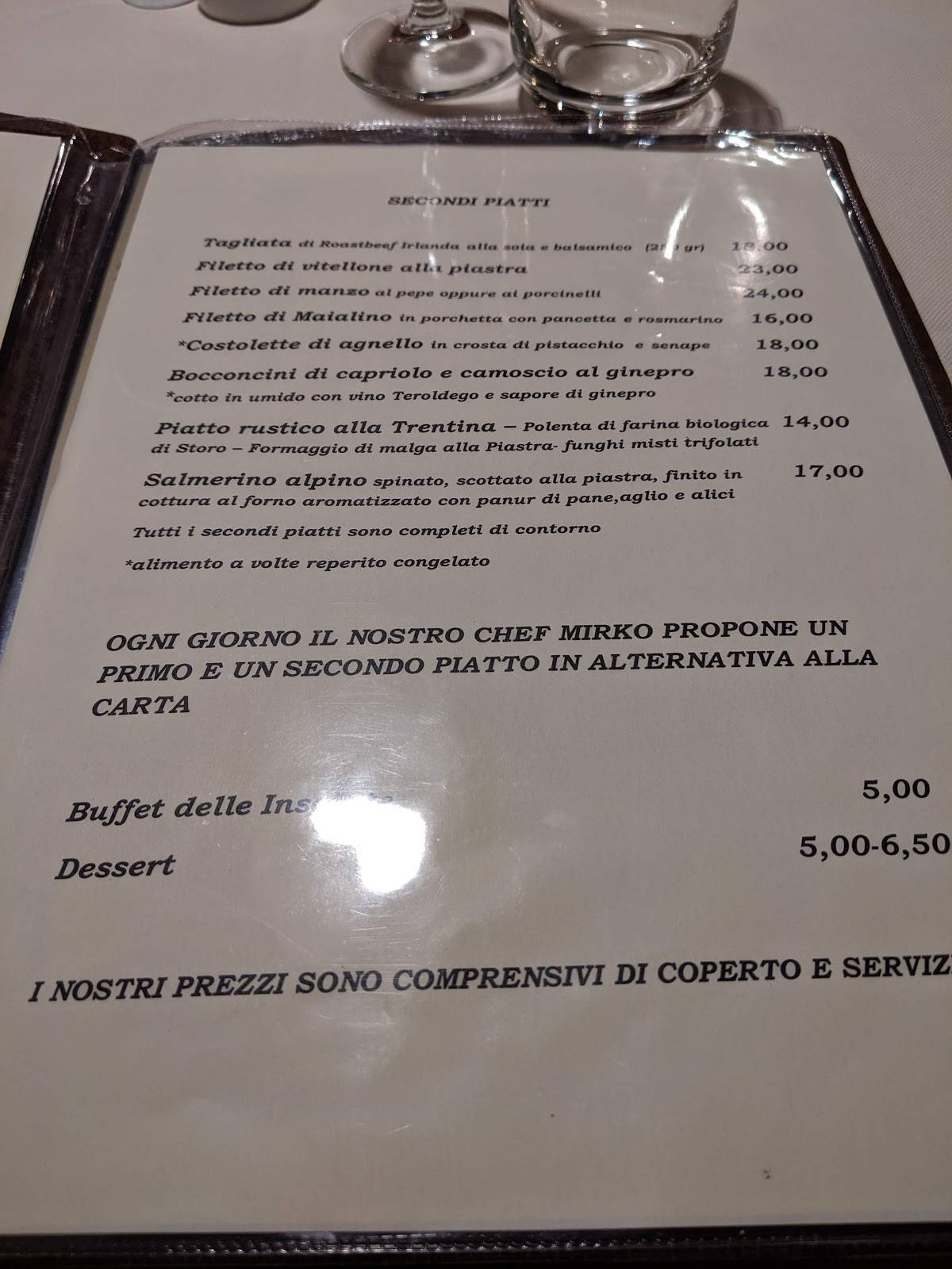 Menu au Ristorante El Filò, Molveno