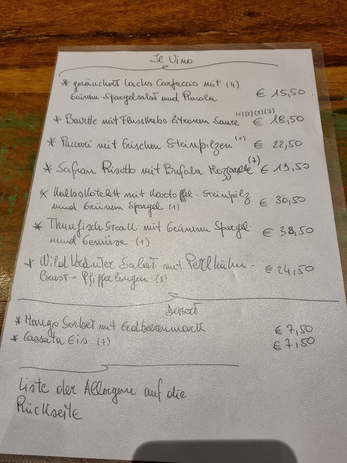 Speisekarte von Ristorante Il Vino restaurant, Frankfurt am Main
