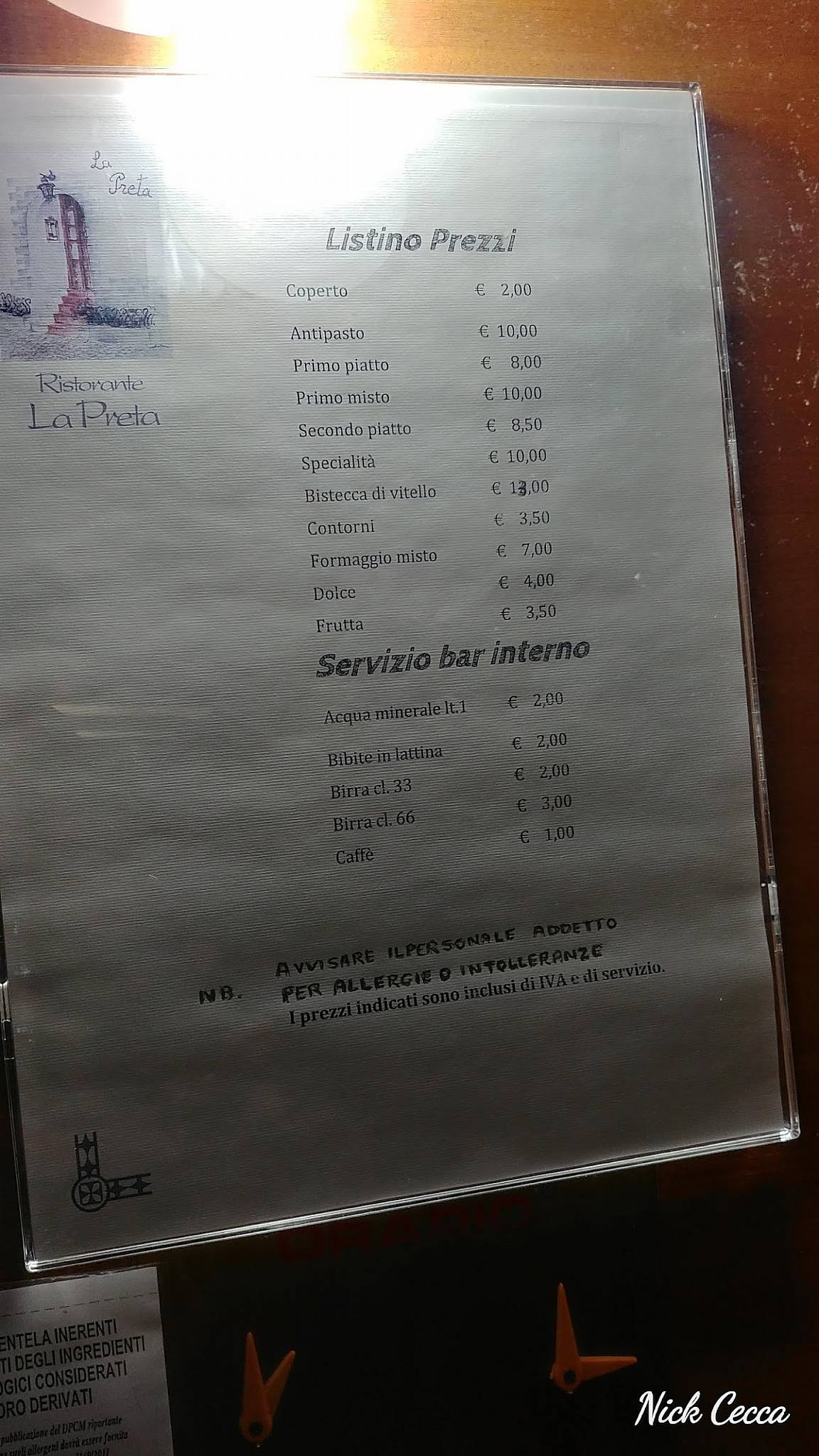 Menu da Ristorante La Preta, Pietransieri