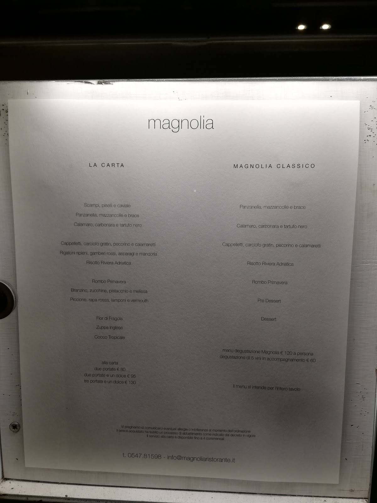 Menu at Ristorante Magnolia, Longiano