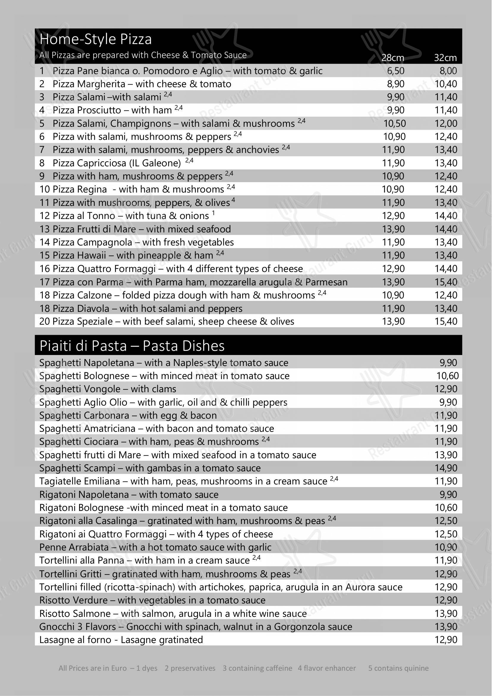 Speisekarte von IL Galeone,NEUHAUSEN‘ pizza, München, Nymphenburger Str ...