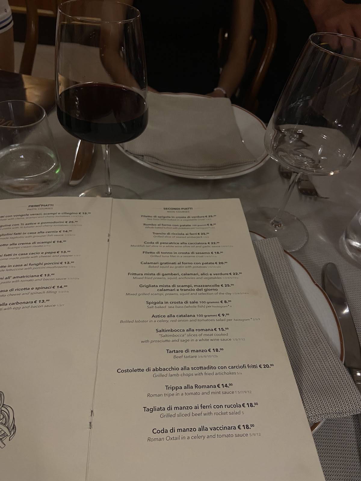 Menu at Ristorante da Vincenzo, Rome