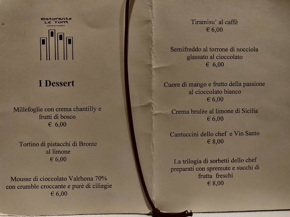 Menu at Ristorante il Pozzo, Monteriggioni