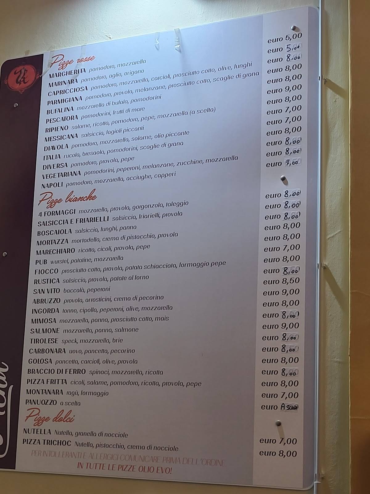 Menu da Ristorante pizzeria Marechiaro, San Vito Chietino