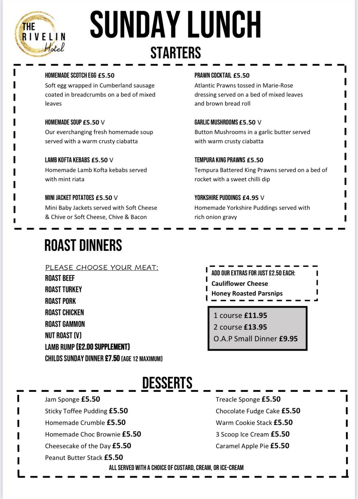 Menu at Rivelin Hotel pub & bar, Sheffield
