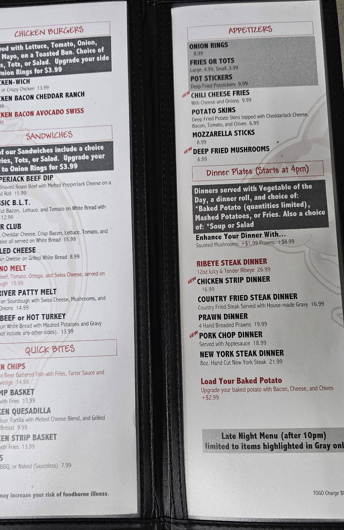 Menu at River Rock Bar & Grill, Burney
