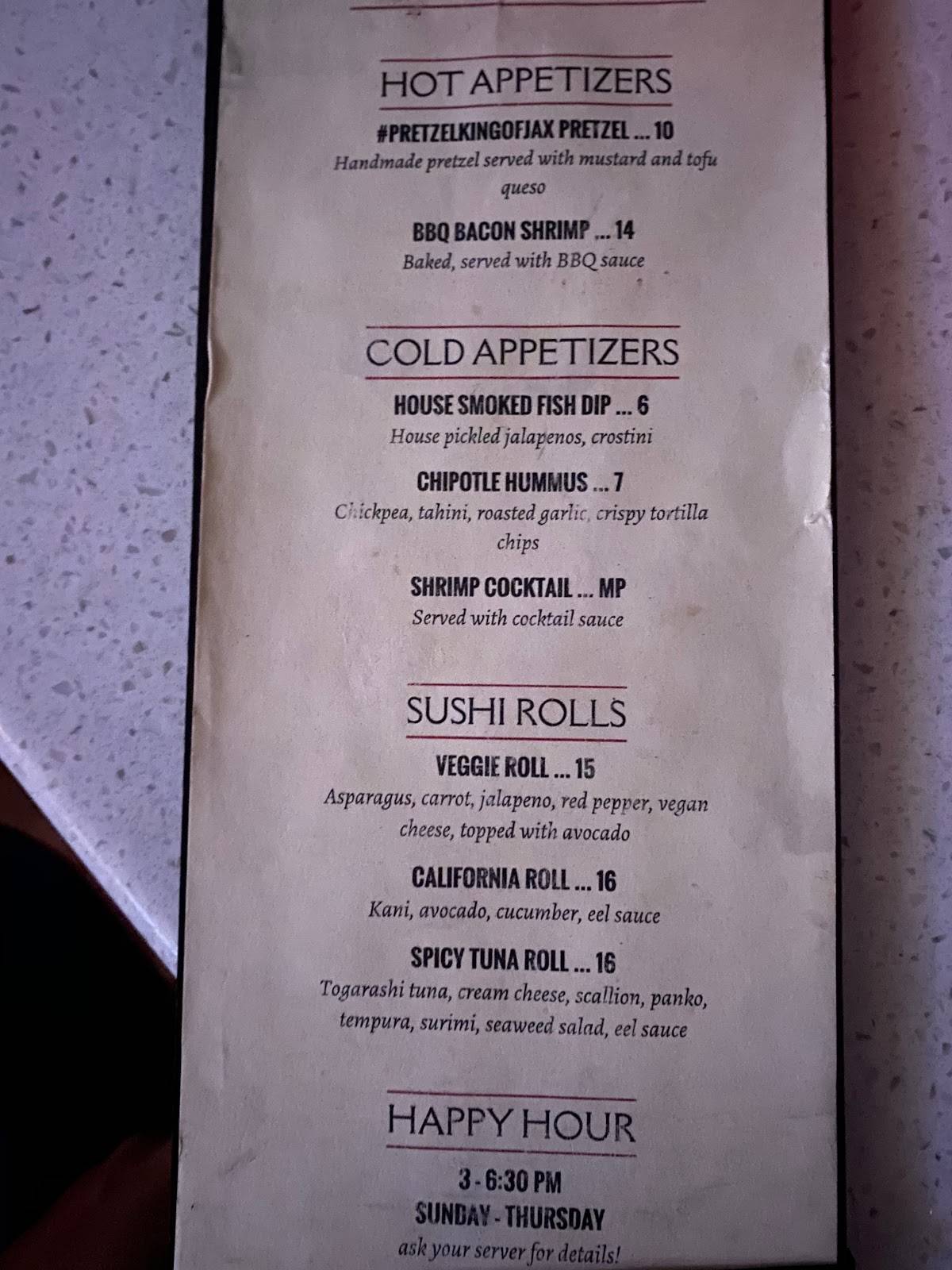 Menu at River & Post restaurant, Jacksonville