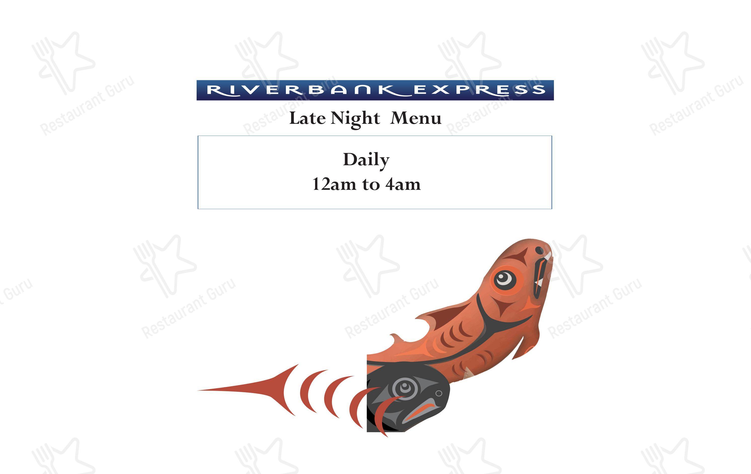 Carta del restaurante Riverbank Express, Tacoma, E R St