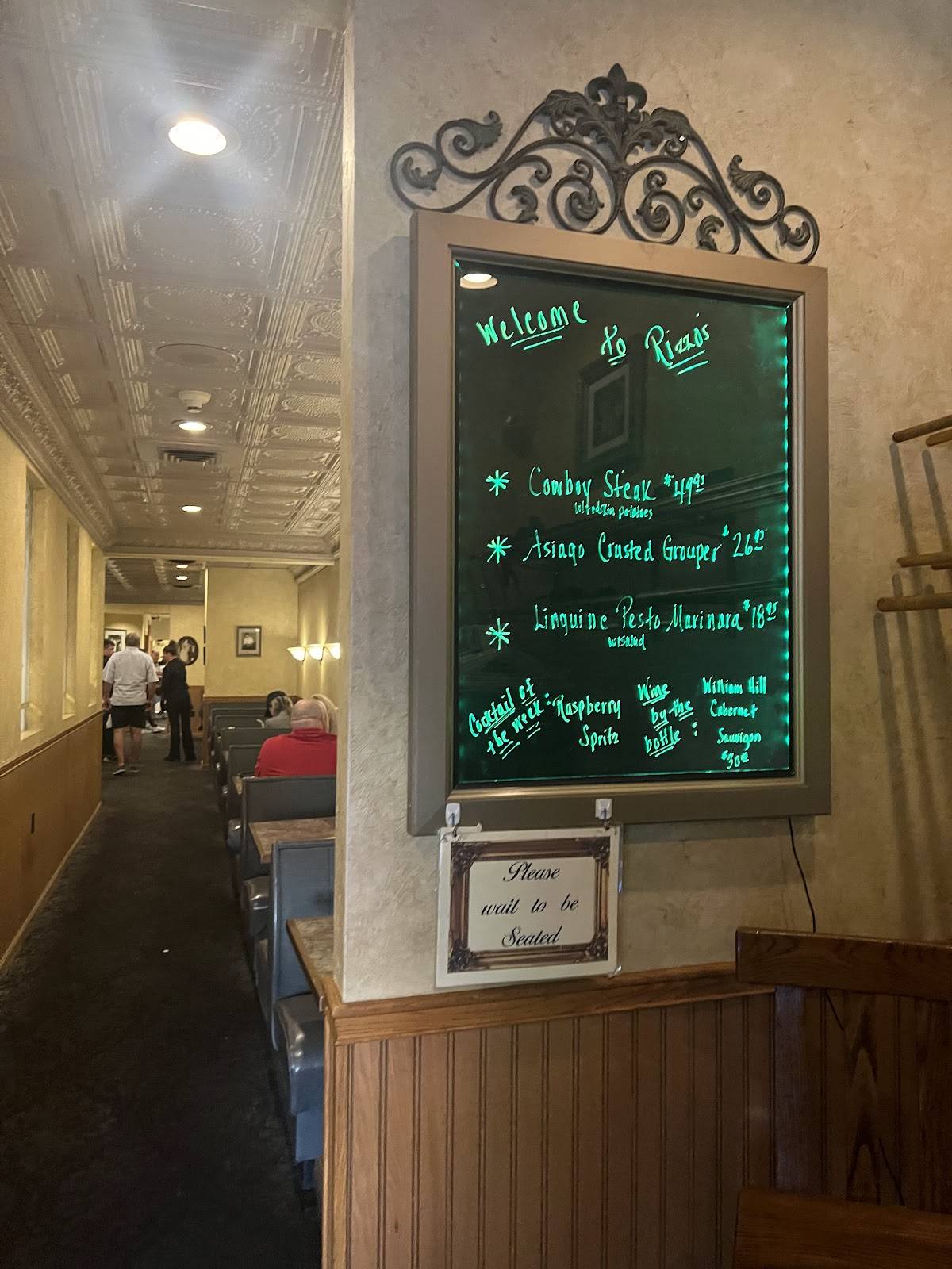 Menu at Rizzo's of Windber restaurant, Windber