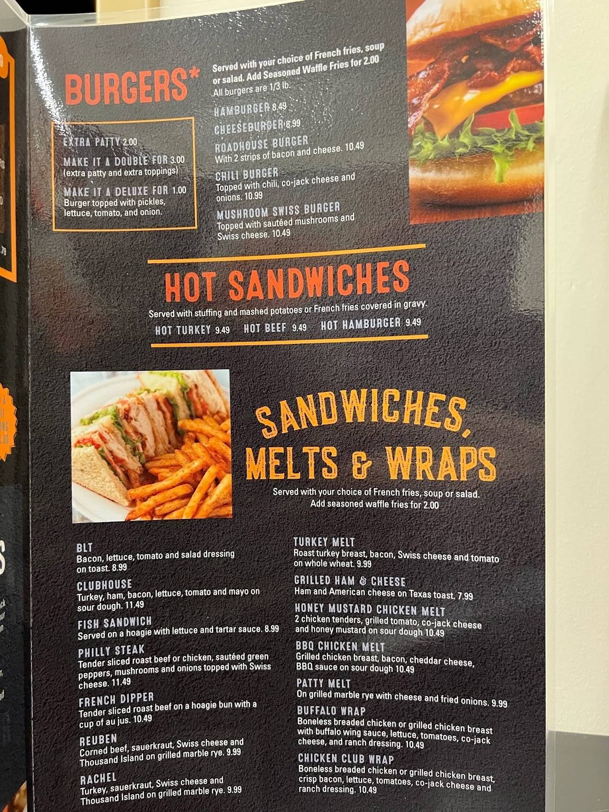 Menu at Roadhouse Cafe, Grand Forks