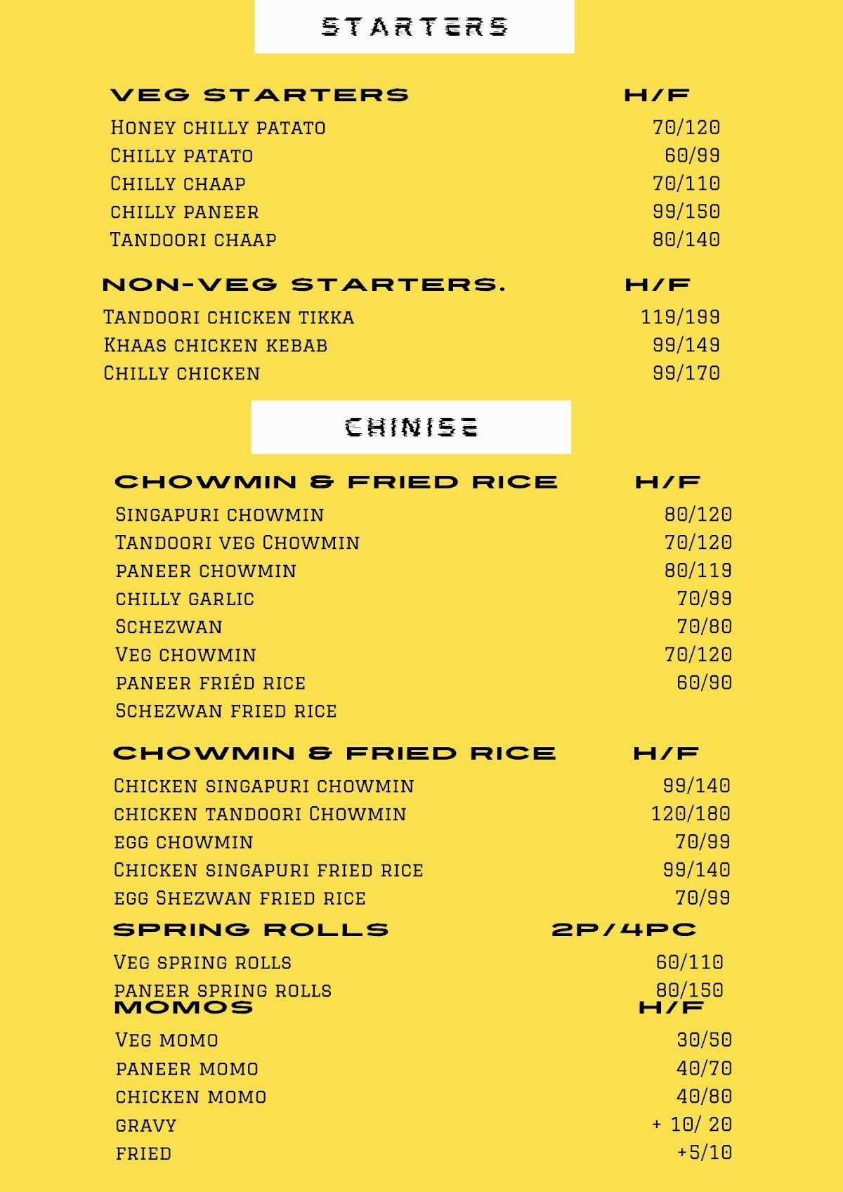 Menu at Rocket rolls, New Delhi, Royal Market
