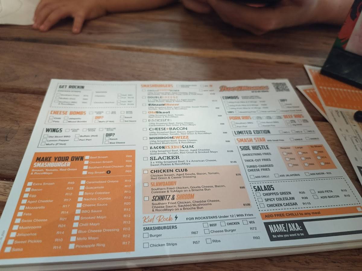 Menu at RocoMamas Vaal Mall restaurant, Vanderbijlpark