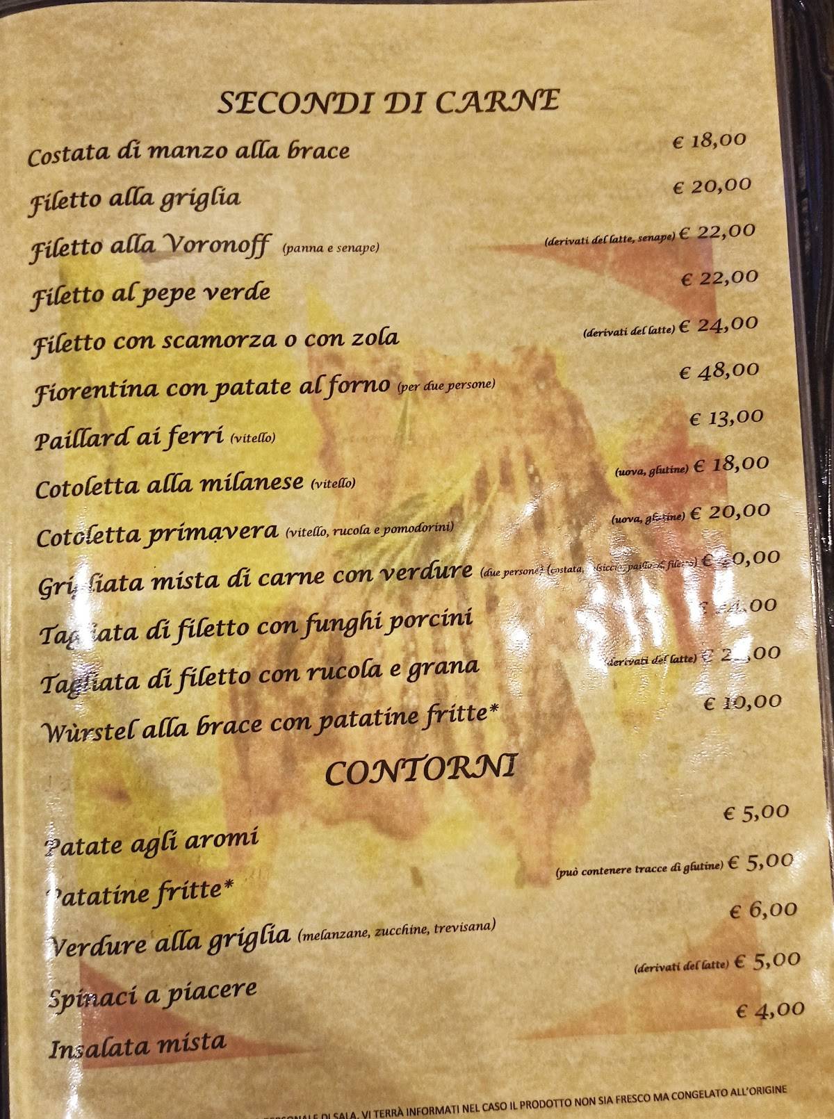 Menu da Aglio e Olio ristorante, Rodano