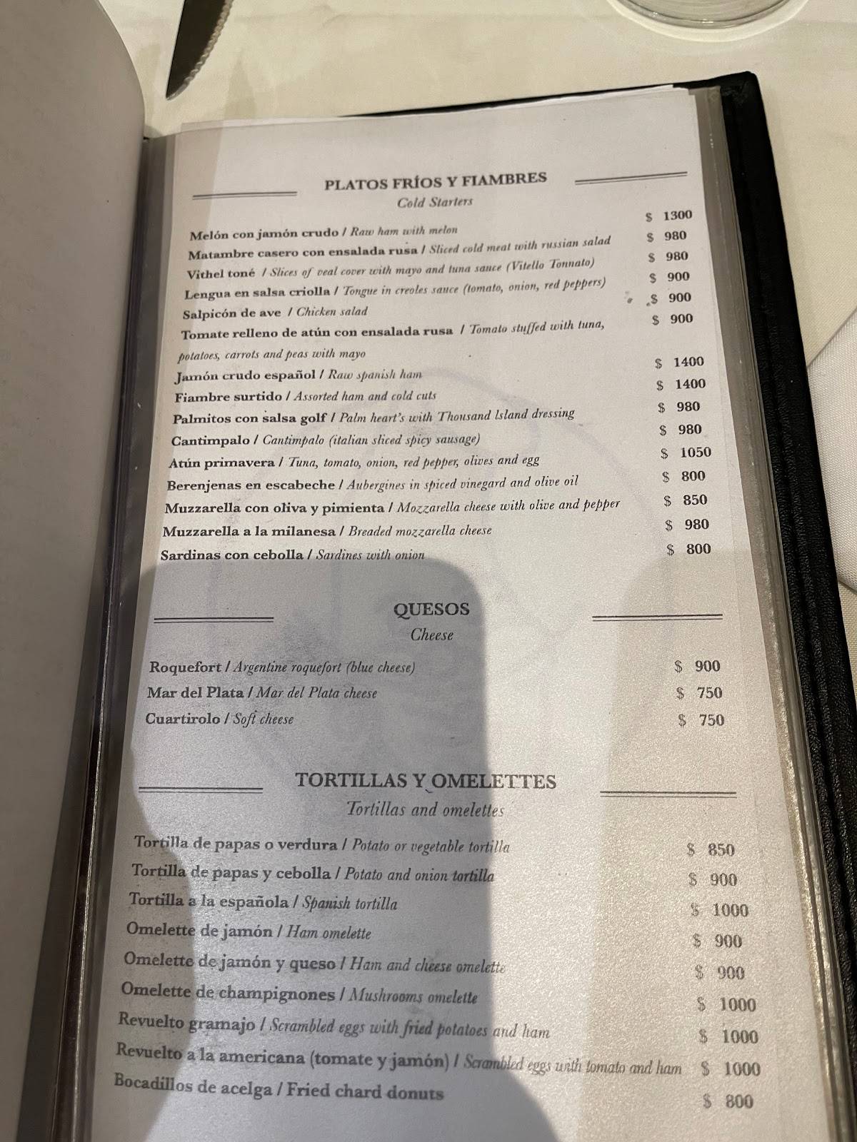 Carta de Rodi Bar, Buenos Aires