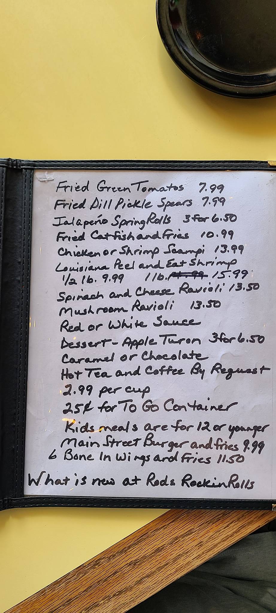 Menu at Rod's Rockin Rolls fast food, Ducktown