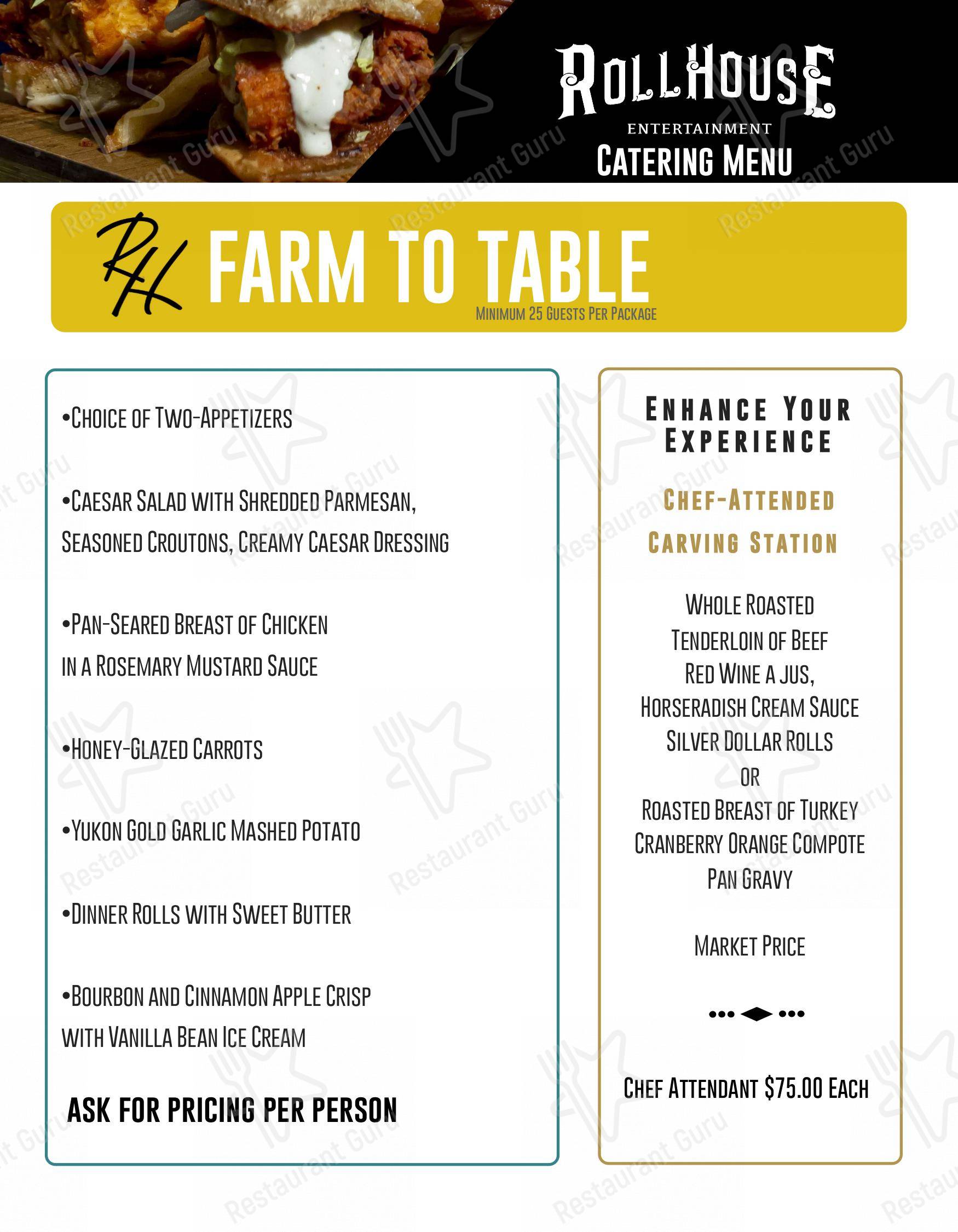 Menu at RollHouse Entertainment pub & bar, Solon