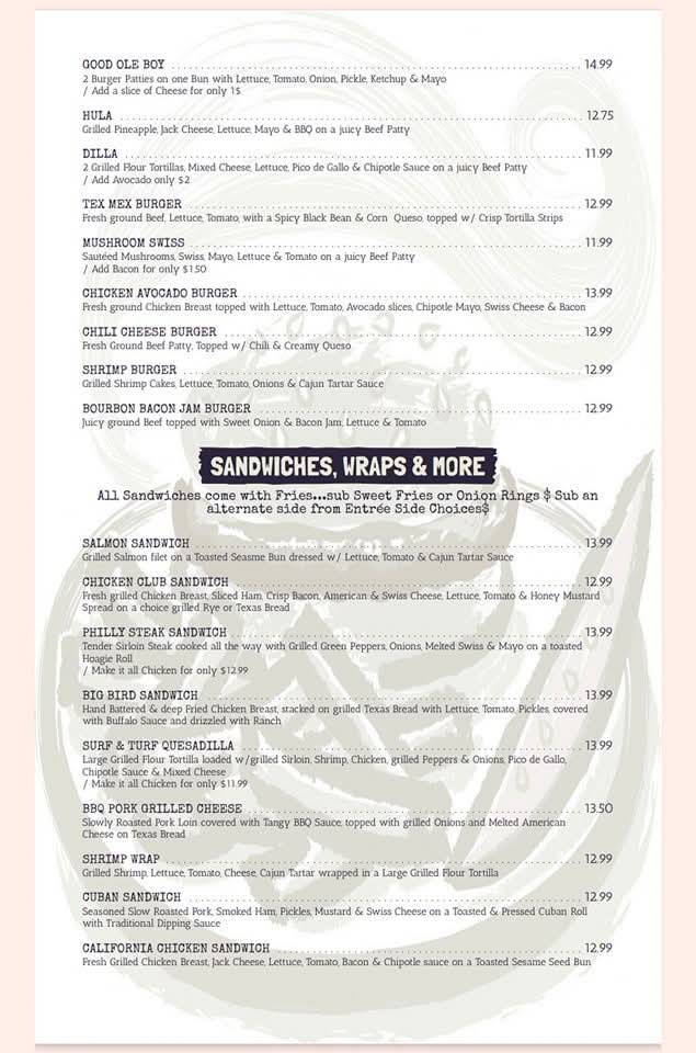 Menu at Rolling Chefs Hartwell restaurant, Hartwell, 107 N Forest Ave