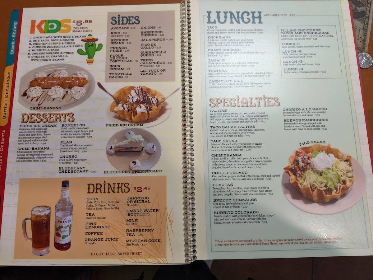 Menu at Romo's Mexican Resturant restaurant, Crossville