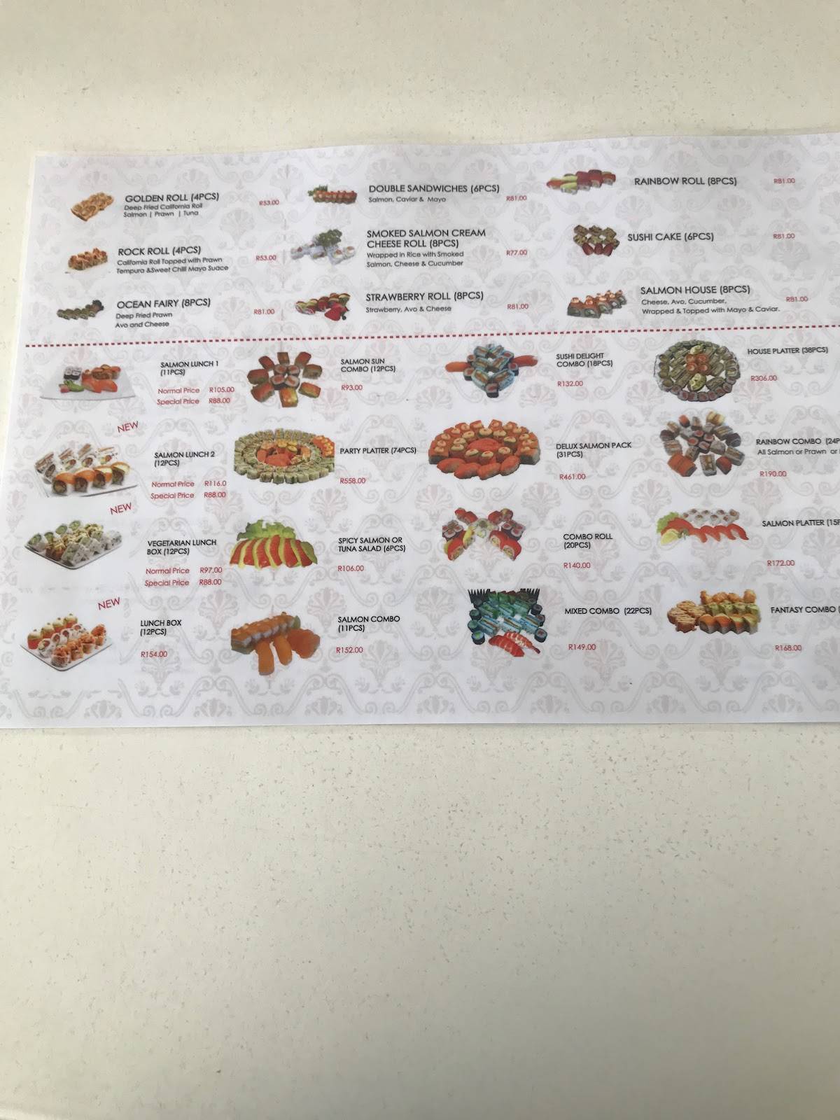 Menu at Rong Hing restaurant, Randburg