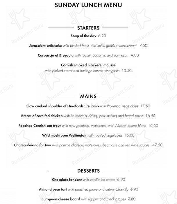 Menu at Ronnie Scott's pub & bar, London