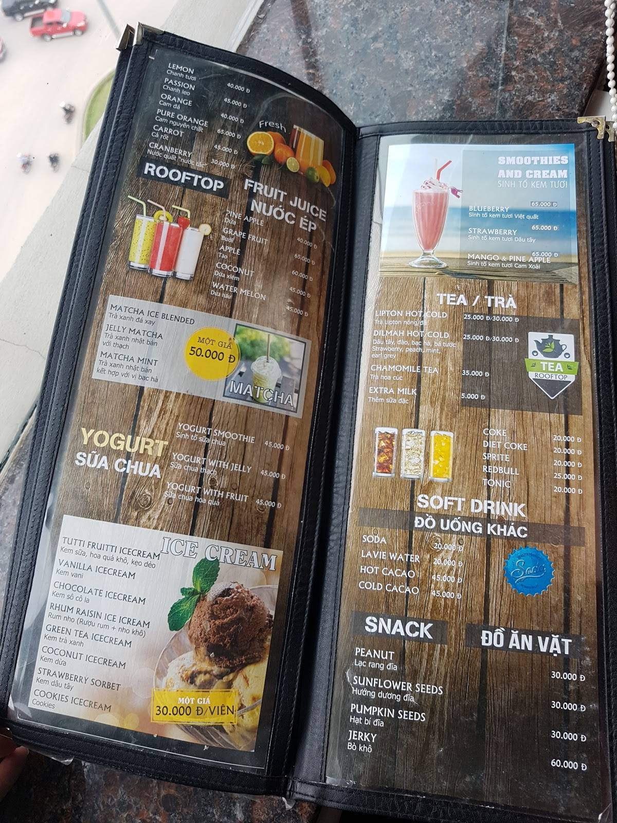 Menu at Rooftop Cafe & Bar, Ha Long