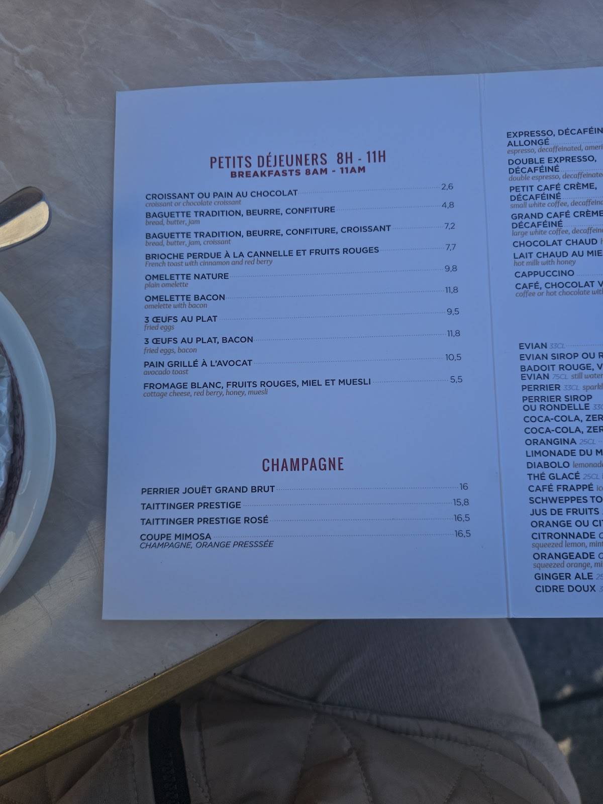 Menu au Rose Du Pont restaurant, Chamonix-Mont-Blanc