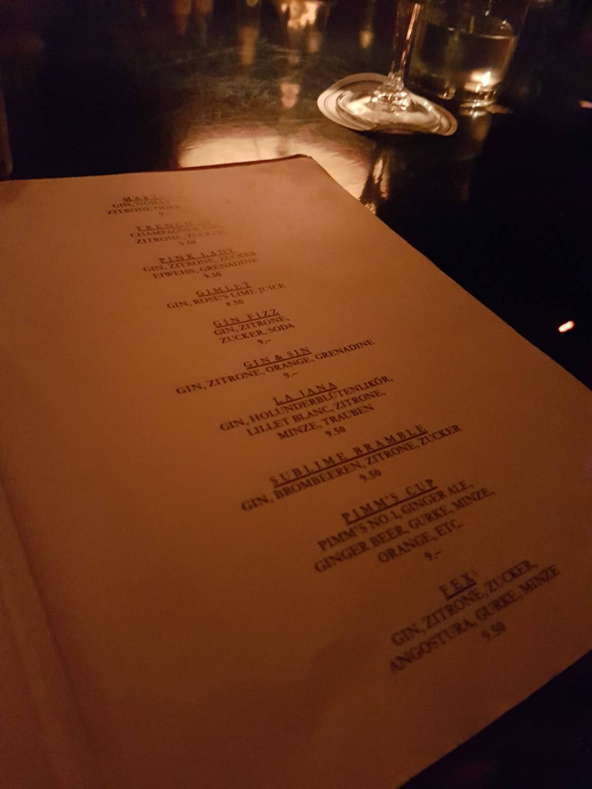 Speisekarte von die rote bar, Frankfurt am Main