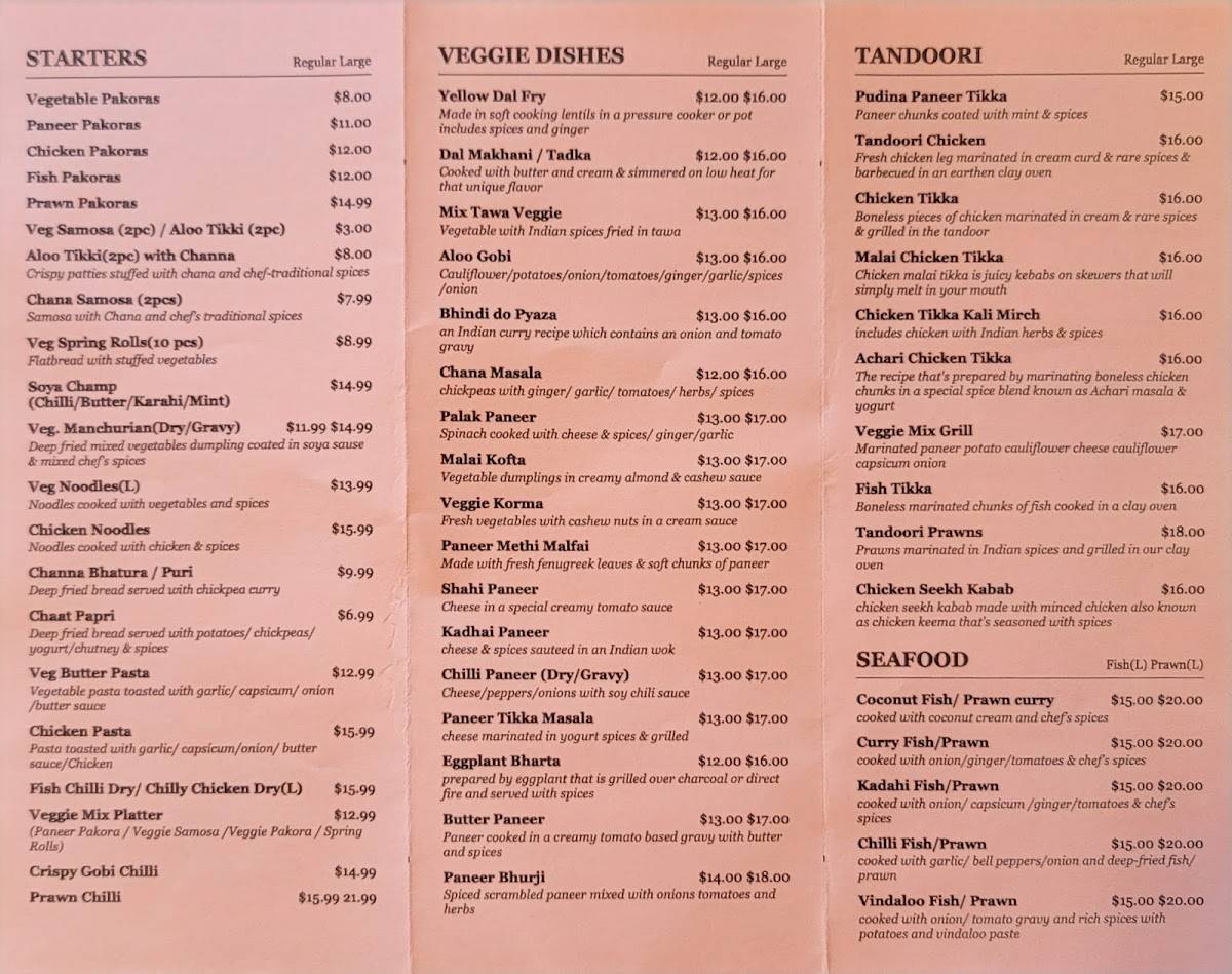 Menu at Royal Choice Indian Cuisine restaurant, Surrey