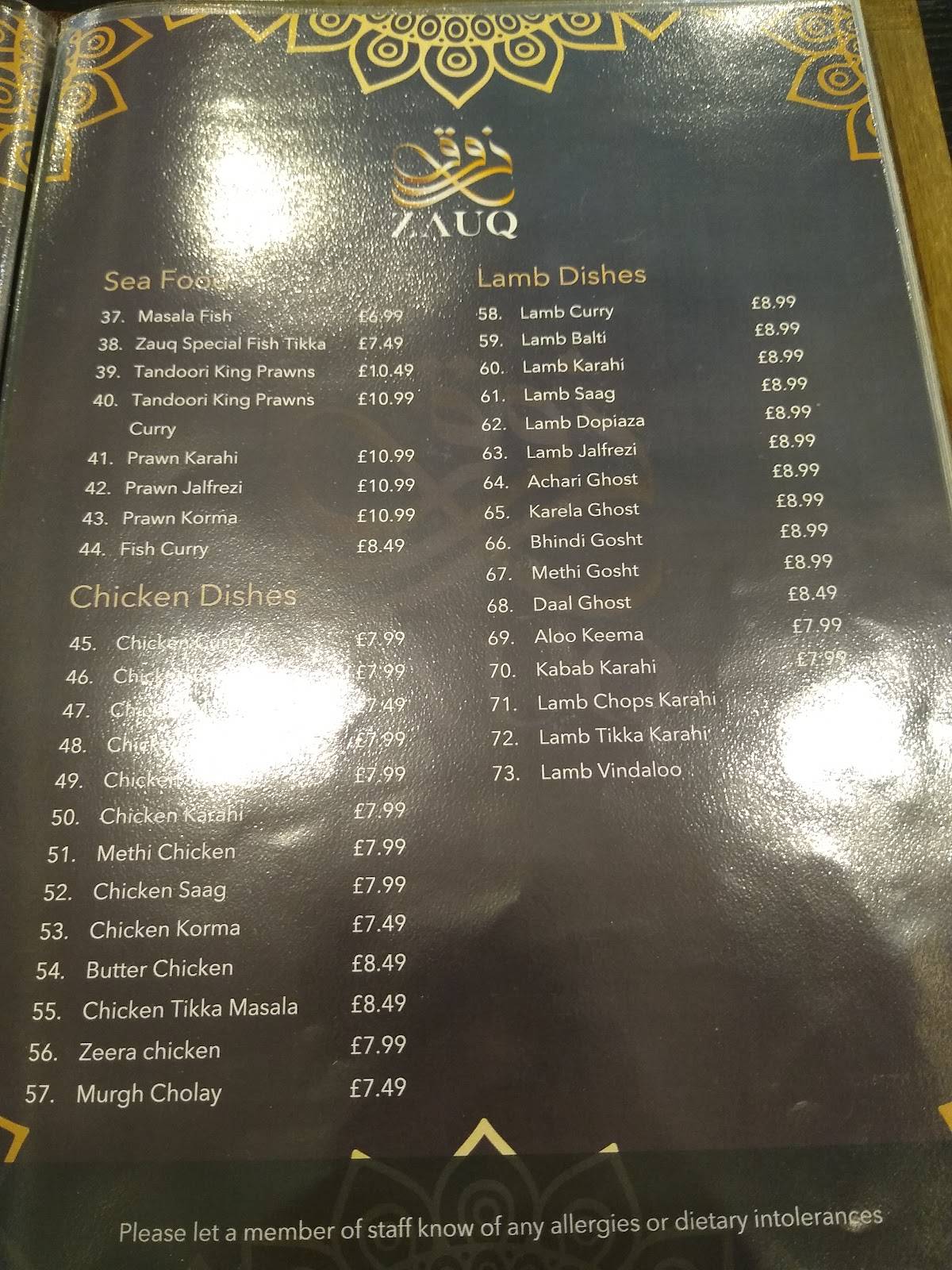 Carta del restaurante Royal Mahal Norbury, Londres