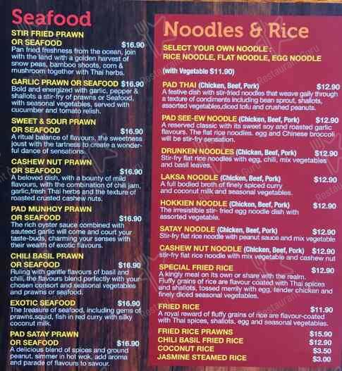 Menu at Royal Thailicious Restaurant, Mount Annan