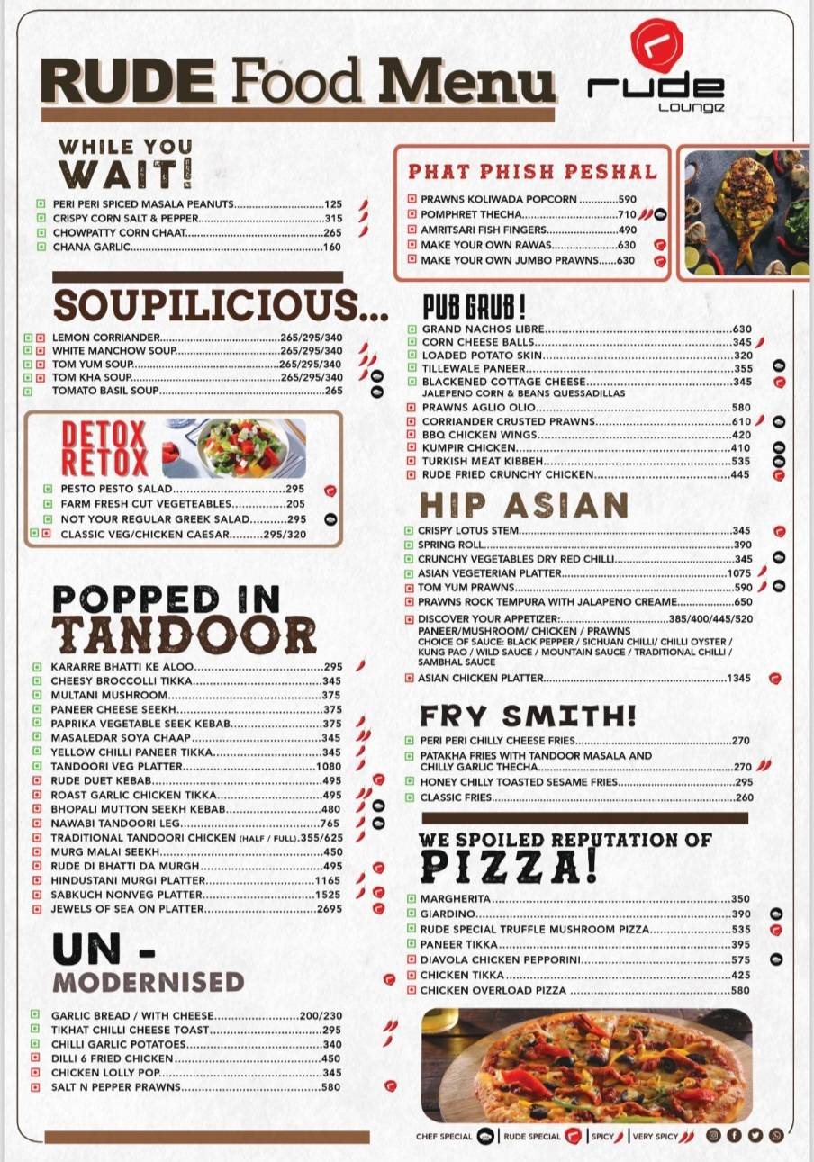 Menu at Rude Lounge Belapur, Navi Mumbai, Plot No. 52