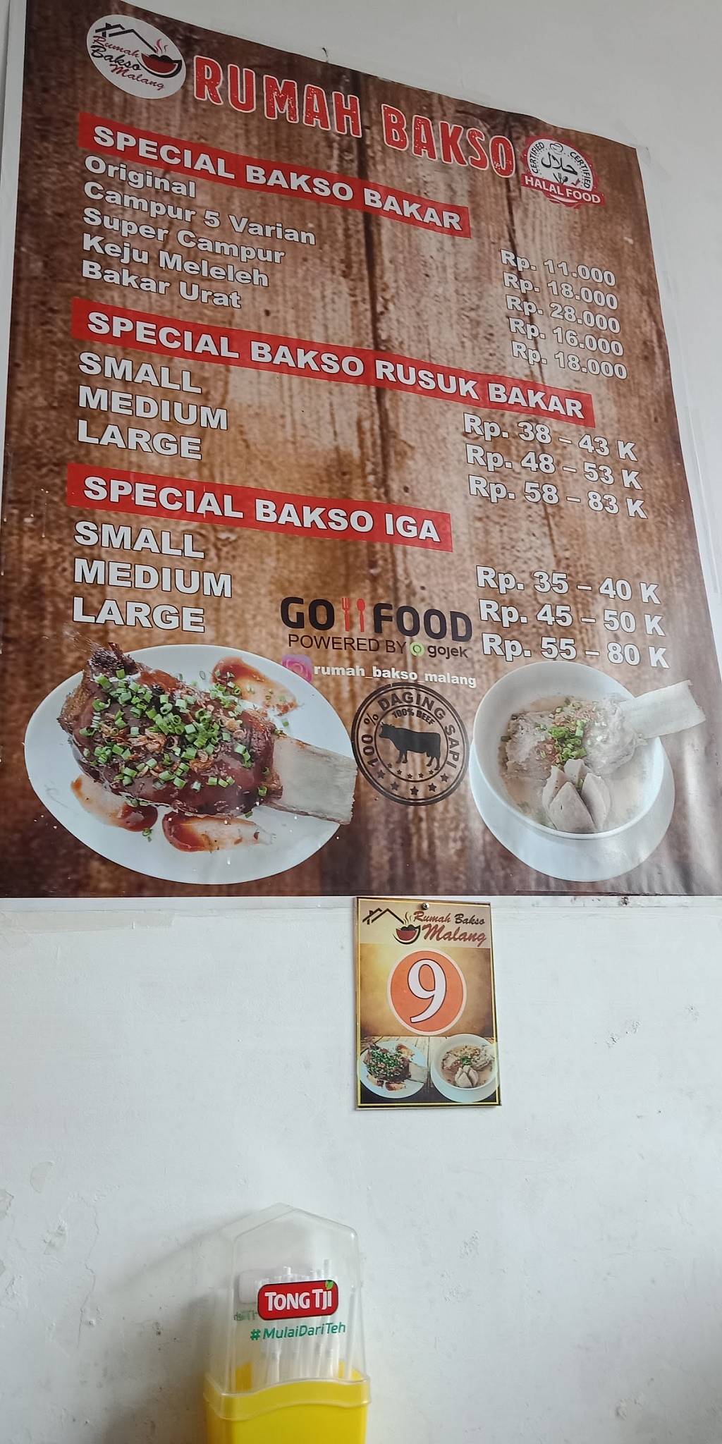 Carta del restaurante Rumah Bakso, Lawang, Green Paradise Regency ...