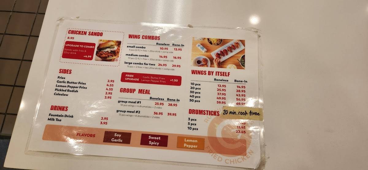 Menu at Running Chicks - Downey fast food, Downey