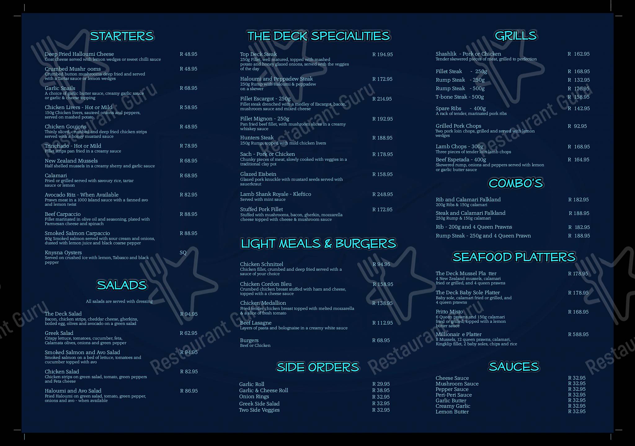 Menu at The Deck Restaurant, Rustenburg, R24 Hempton rd
