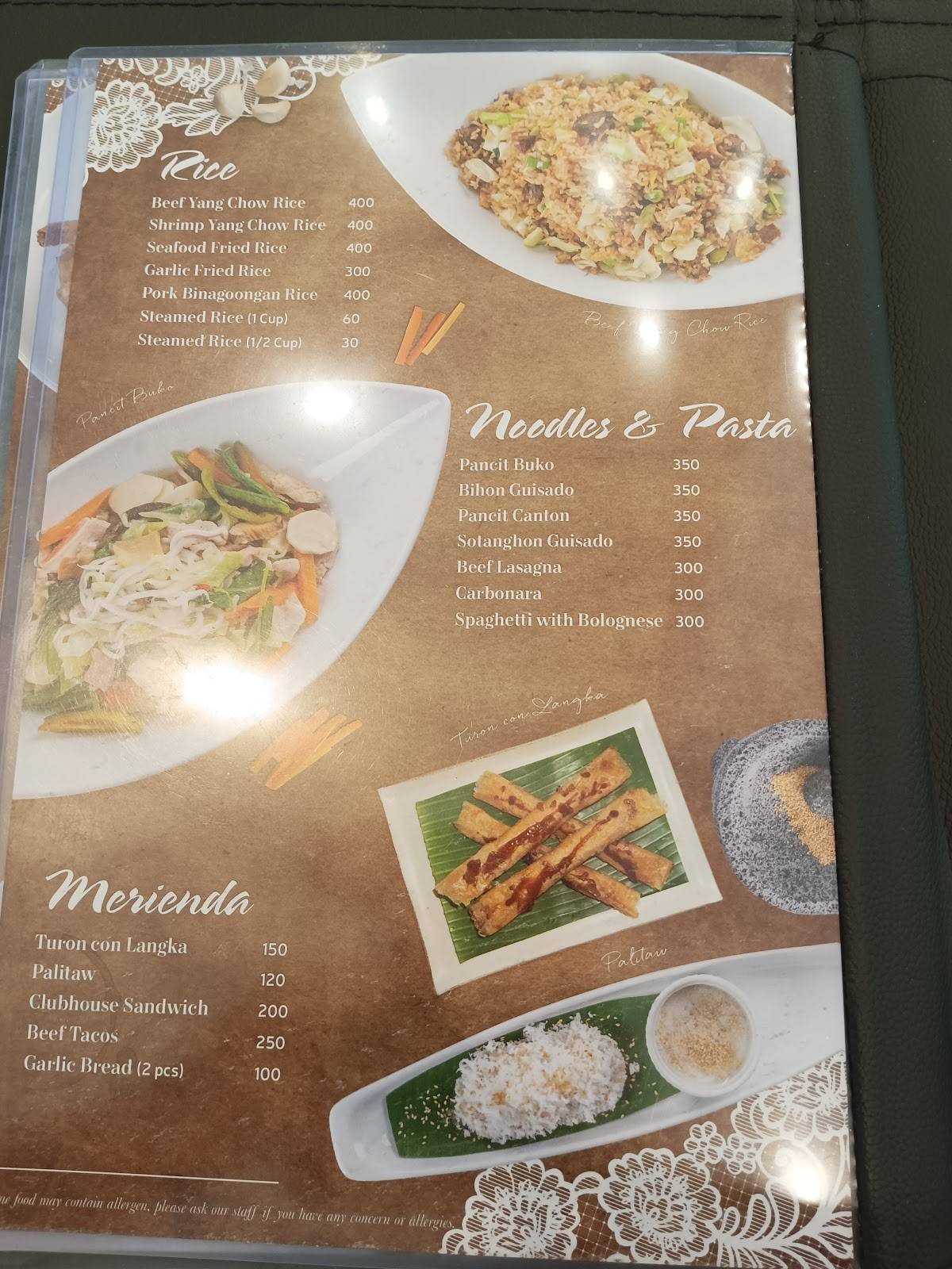 Menu at Rustica Tarlac City restaurant, Tarlac City, FJ42+92M